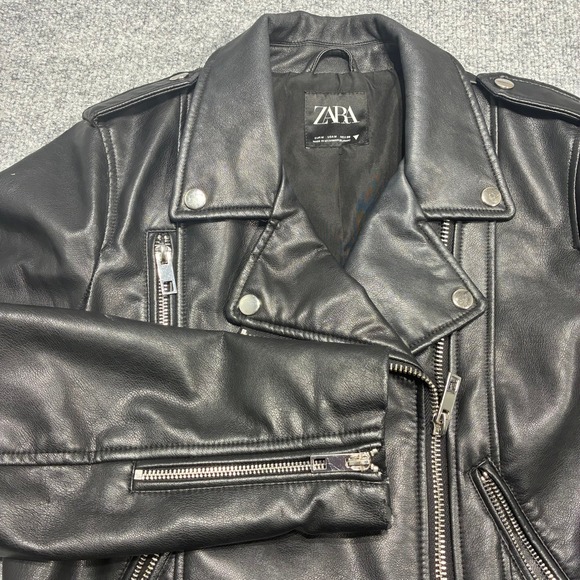 Zara | Jackets & Coats | Zara Trf Black Faux Leather Moto Jacket Szm ...